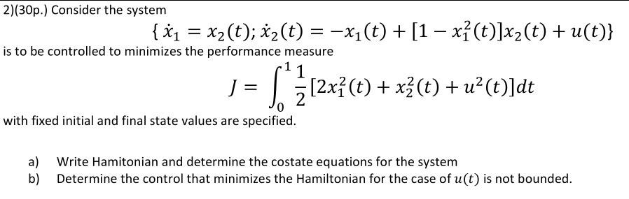 Solved 2)(30p.) Consider the system | Chegg.com