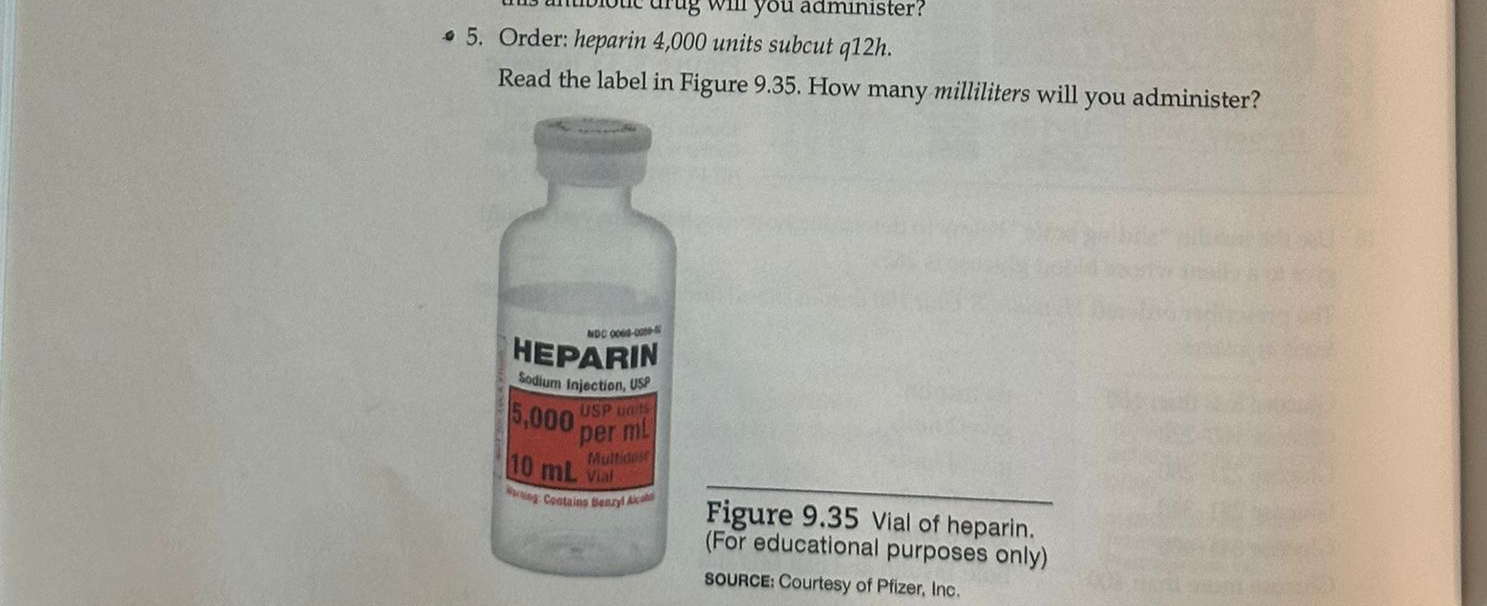 Order: heparin 4,000 ﻿units subcut 912 ﻿h.Read the | Chegg.com
