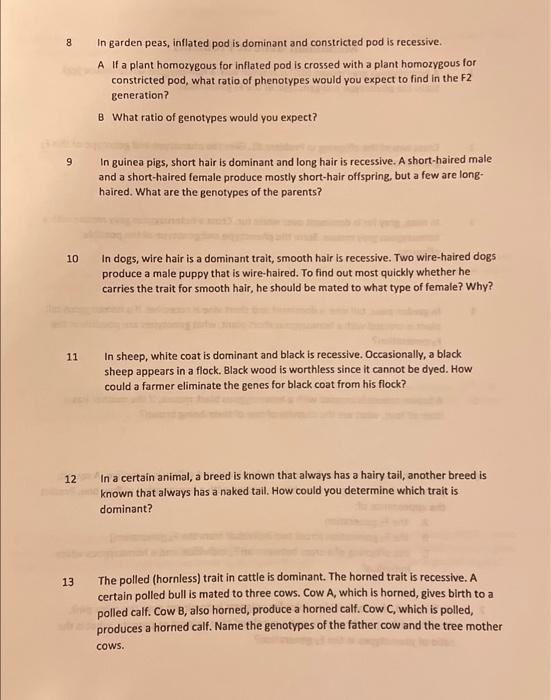 Solved 8 a In garden peas, inflated pod is dominant and | Chegg.com