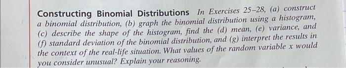 Solved Constructing Binomial Distributions In Exercises | Chegg.com