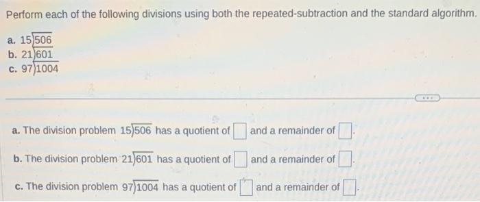 Solved Perform each of the following divisions using both | Chegg.com