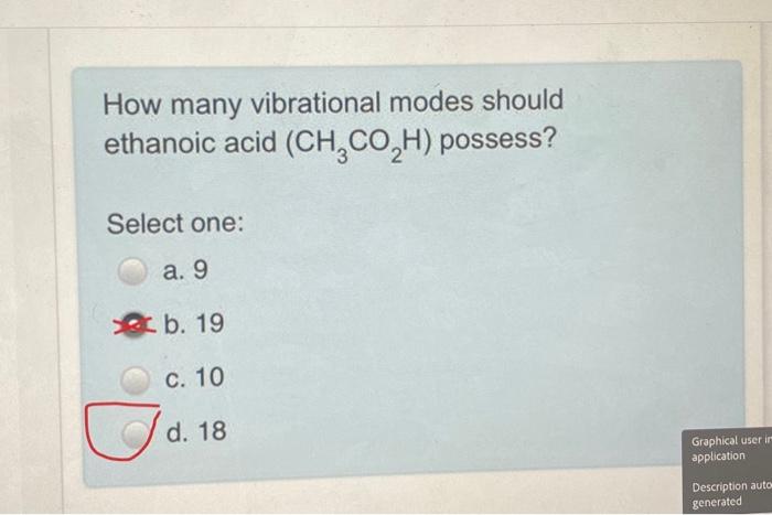 Solved How many vibrational modes should ethanoic acid | Chegg.com