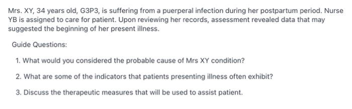 Solved Mrs. XY, 34 years old, G3P3, is suffering from a | Chegg.com