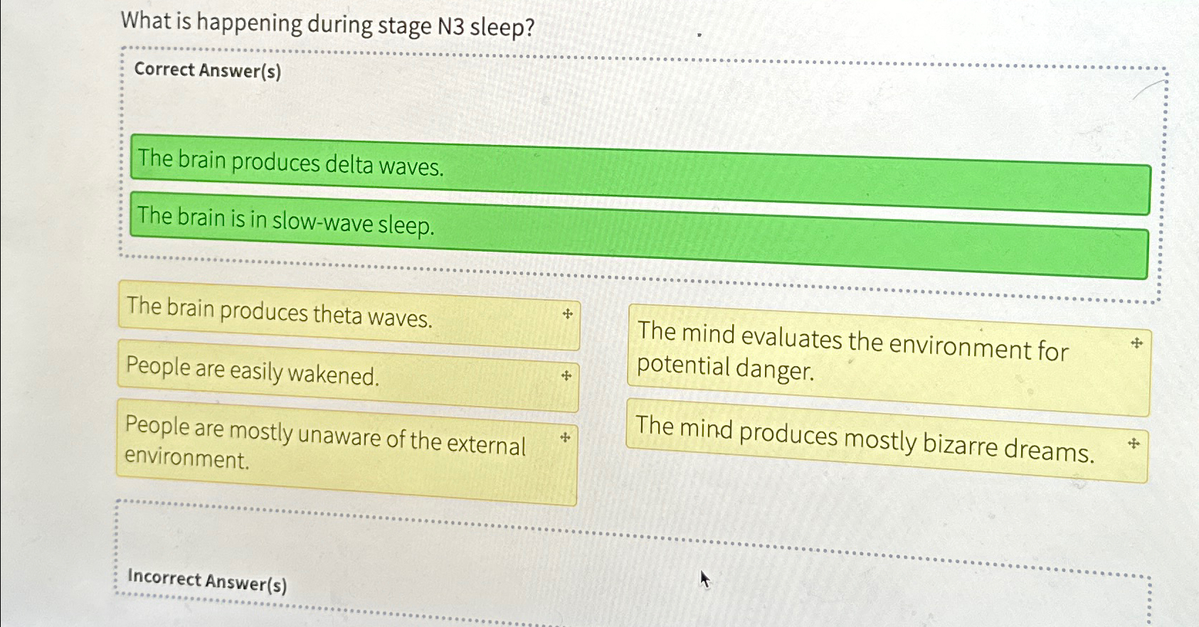 Solved What is happening during stage N3 ﻿sleep?Correct | Chegg.com