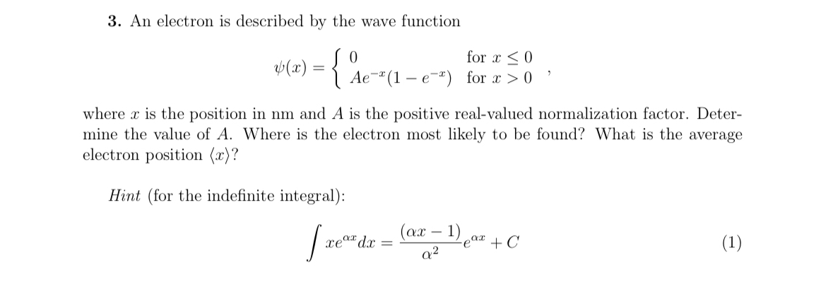 Solved An electron is described by the wave | Chegg.com