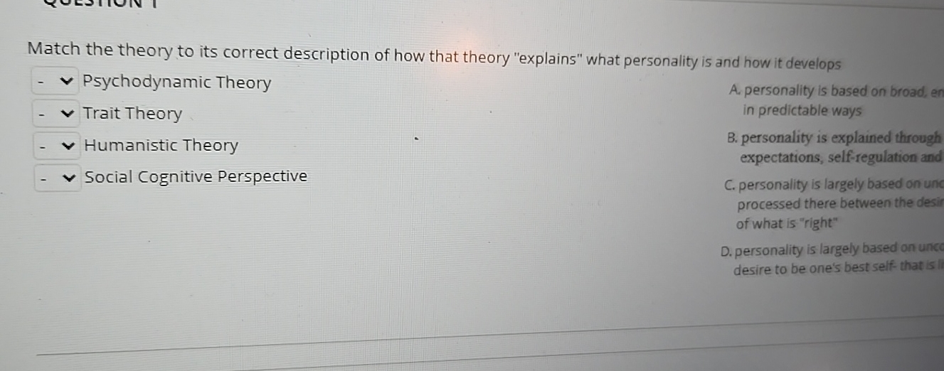 Solved Match the theory to its correct description of how | Chegg.com