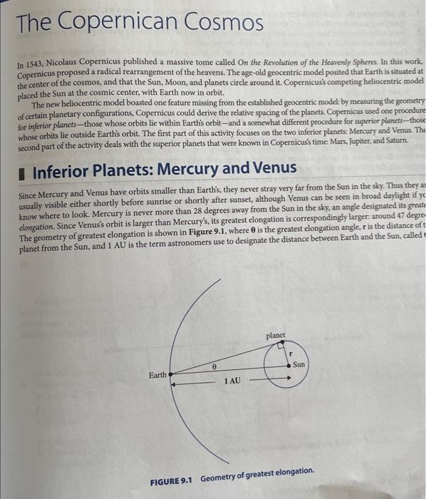 Solved In 1543. Nicolaus Copernicus published a massive tome | Chegg.com