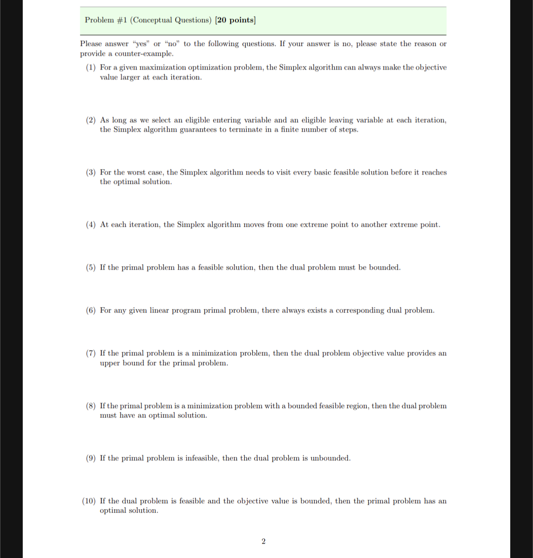 Solved Problem #1 (Conceptual Questions) [20 ﻿points]Please | Chegg.com