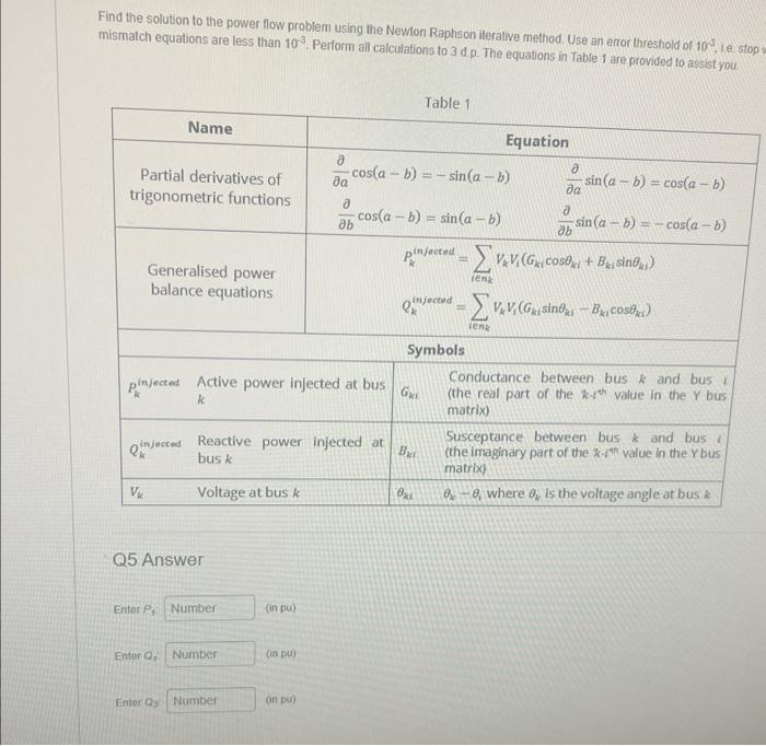 Solved Q5: Solving a three-bus power flow Consider the | Chegg.com