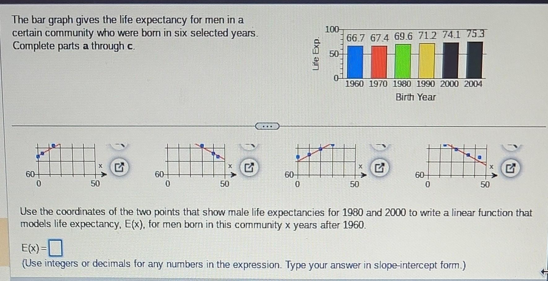 Solved The bar graph gives the life expectancy for men in a | Chegg.com