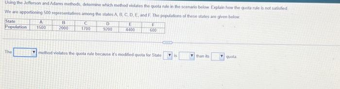 Solved Using the Jefferson and Adams methods, detecmine | Chegg.com