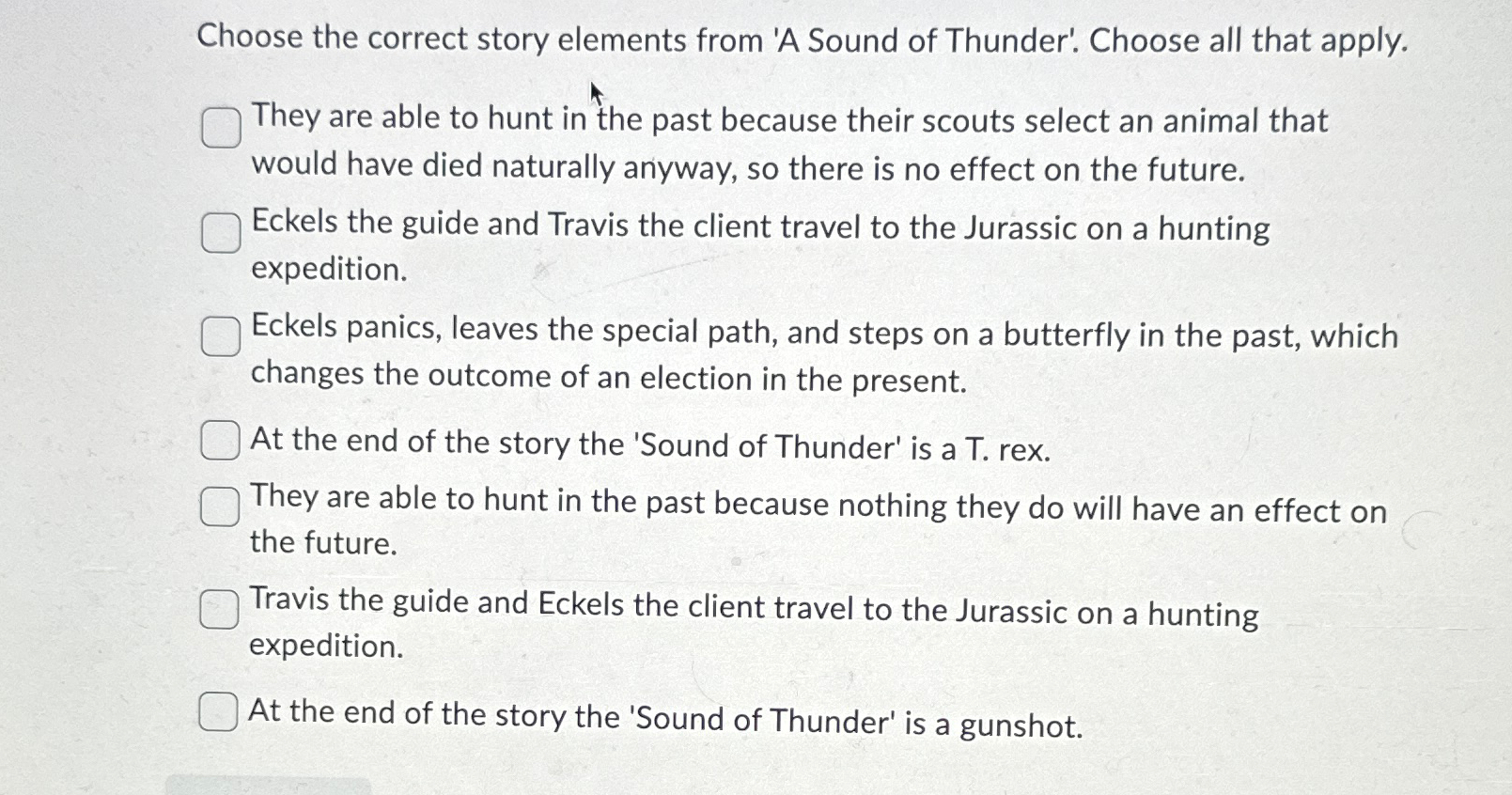 Solved Choose the correct story elements from 'A Sound of | Chegg.com