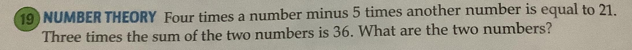 Solved (19) ﻿NUMBER THEORY Four times a number minus 5 | Chegg.com