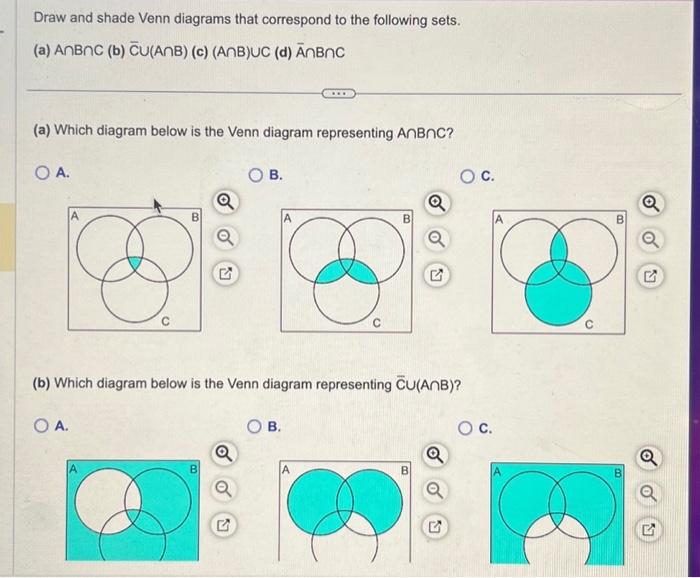 Solved Draw and shade Venn diagrams that correspond to the | Chegg.com Solved Draw and shade Venn diagrams that correspond to the | Chegg.com