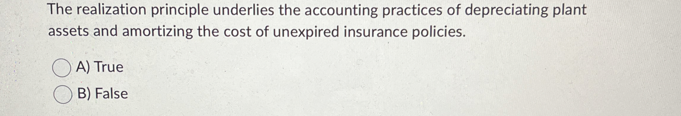 Solved The realization principle underlies the accounting | Chegg.com