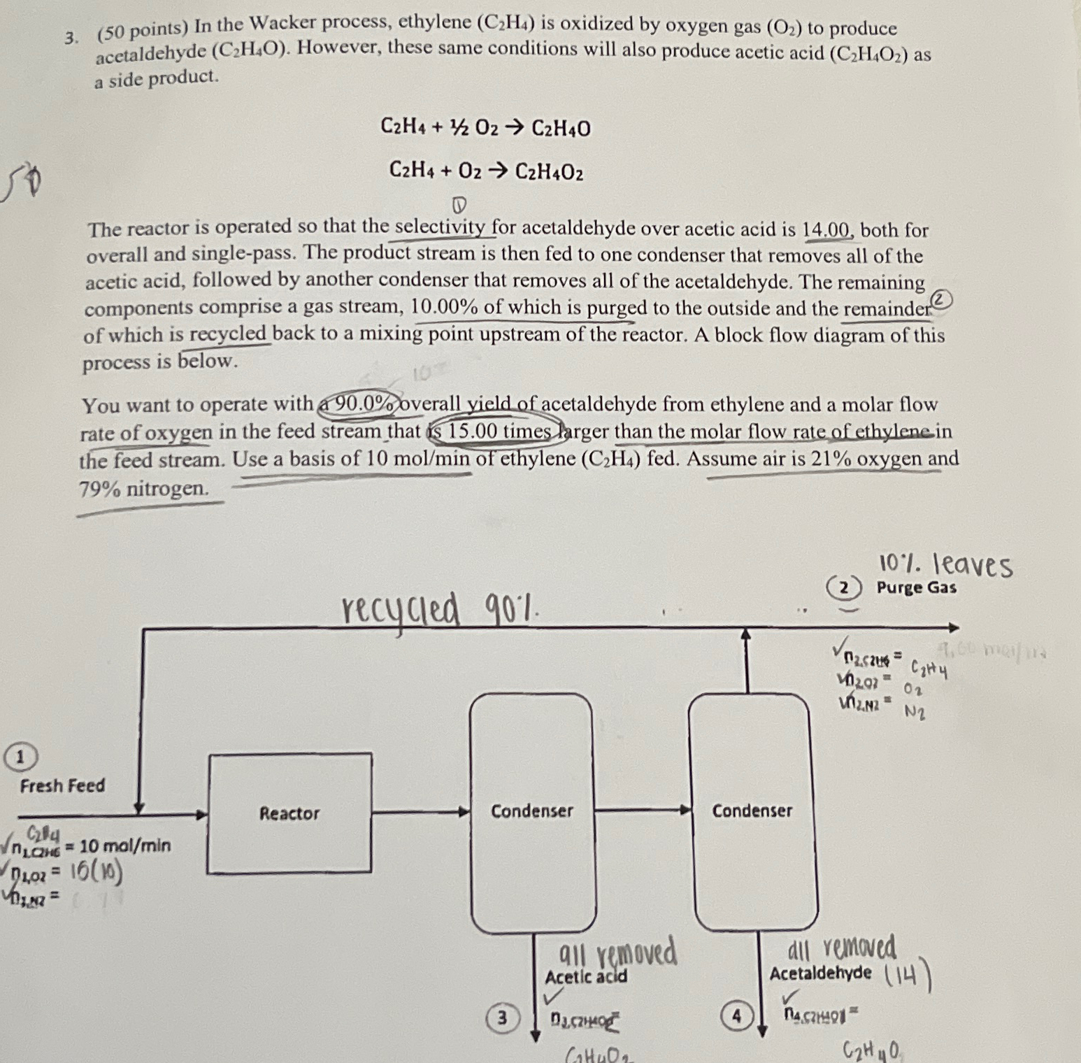 Solved c) ﻿Using extent of reaction, determine the flow | Chegg.com