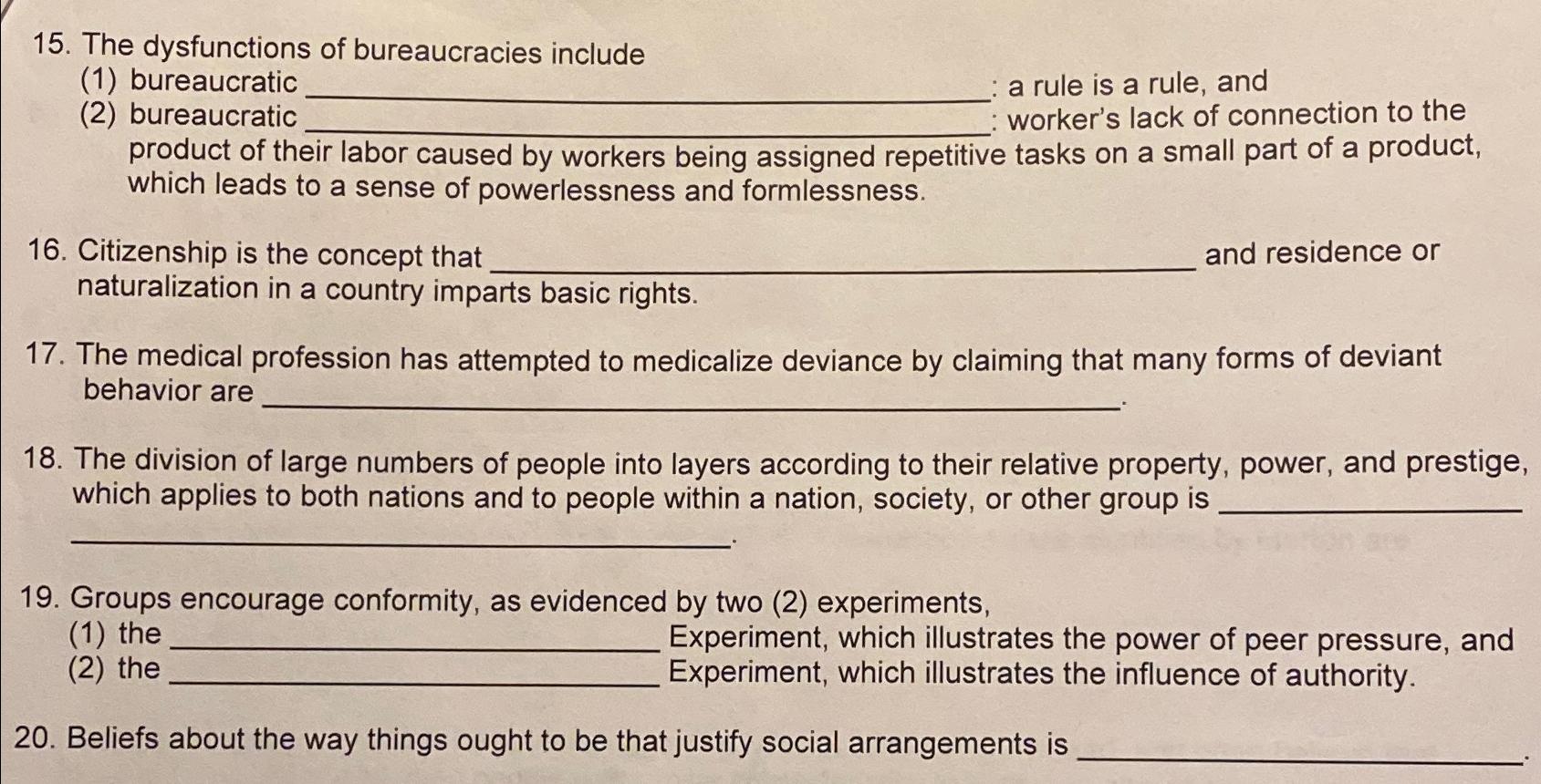 Solved The dysfunctions of bureaucracies include(1) | Chegg.com