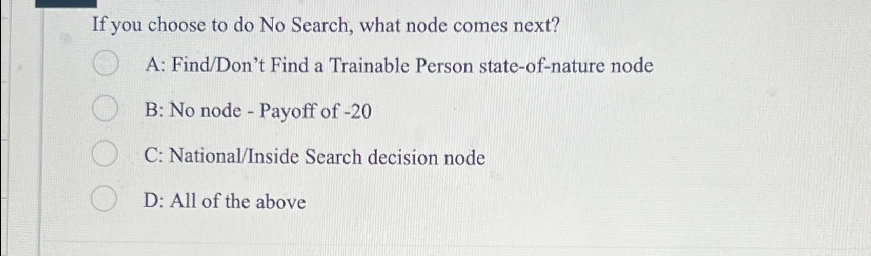 Solved If you choose to do No Search, what node comes | Chegg.com
