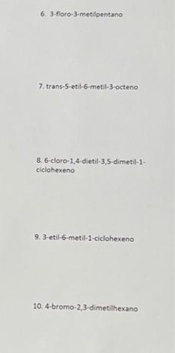 Solved 6. 3-floro-3-metilpentano 7. | Chegg.com