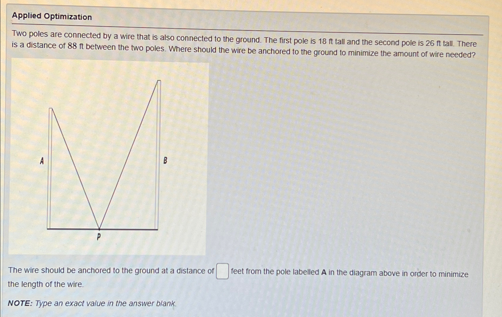 Solved Applied OptimizationTwo poles are connected by a wire | Chegg.com
