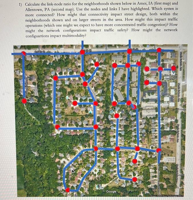 Solved 1) Calculate the link-node ratio for the | Chegg.com