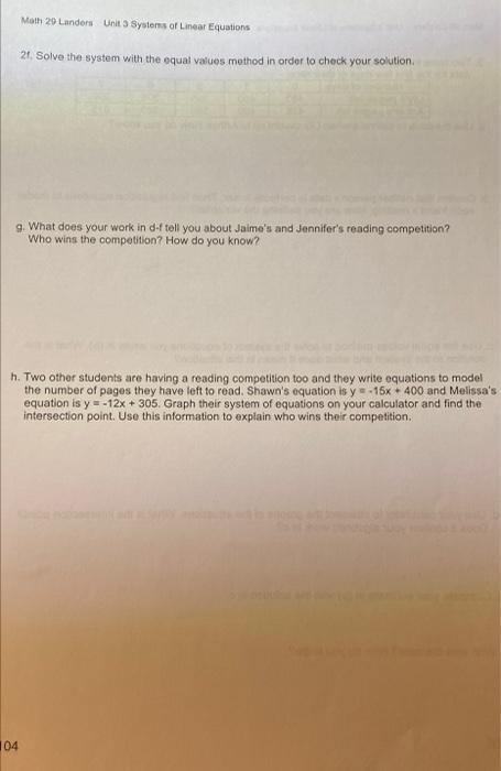 Solved Math 29 Landers Unit 3 Systems of Linear Equations 2. | Chegg.com