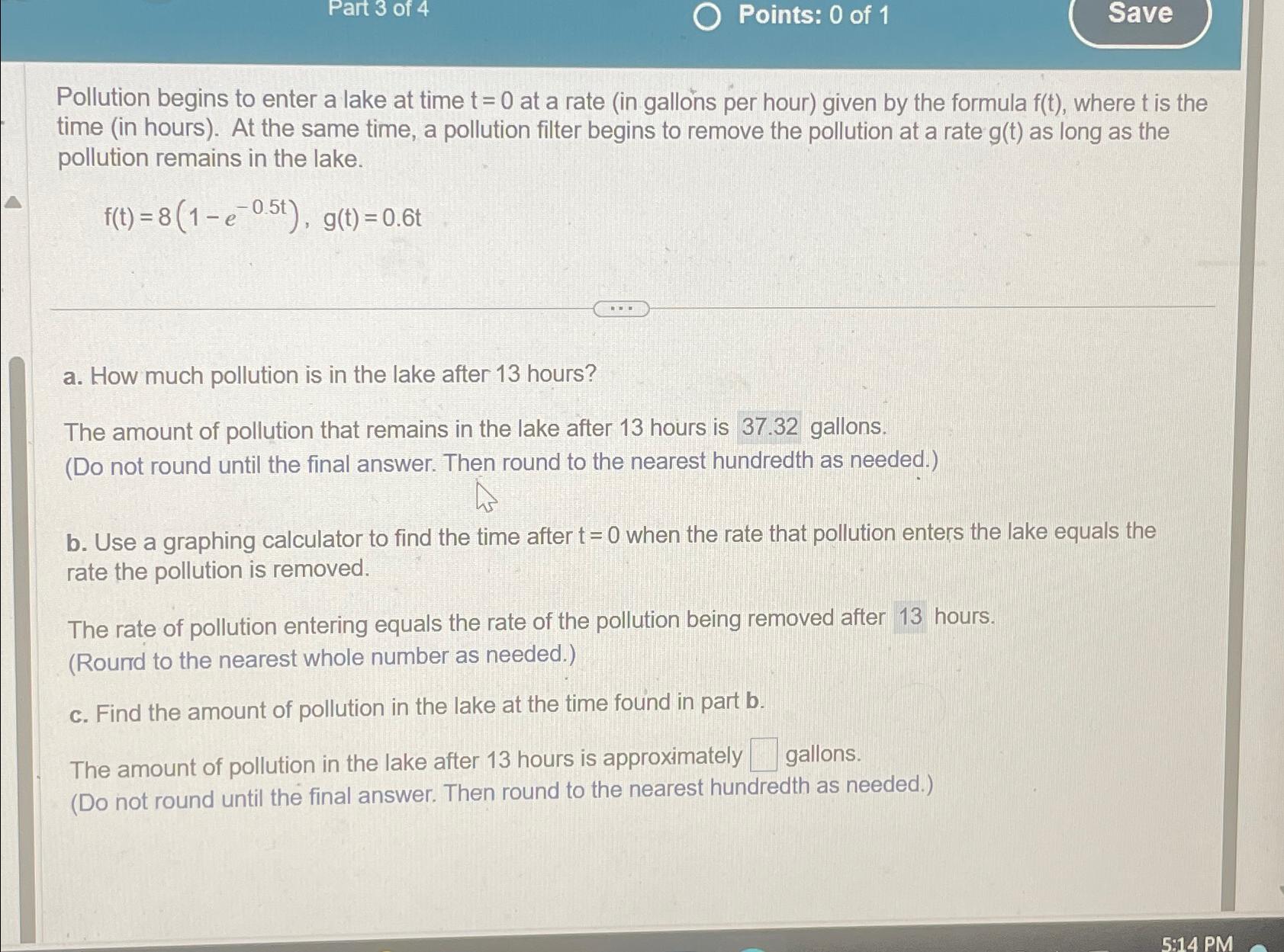 Solved Part 3 ﻿of 4Points: 0 ﻿of 1Pollution begins to enter | Chegg.com