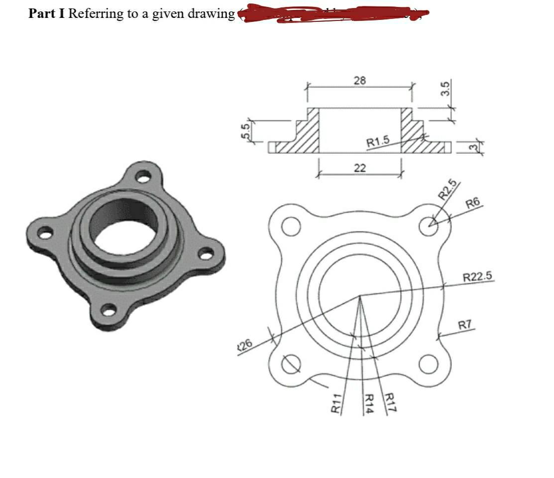 Solved Part I Referring to a given drawing 28 R1.5 लो में 22 | Chegg.com