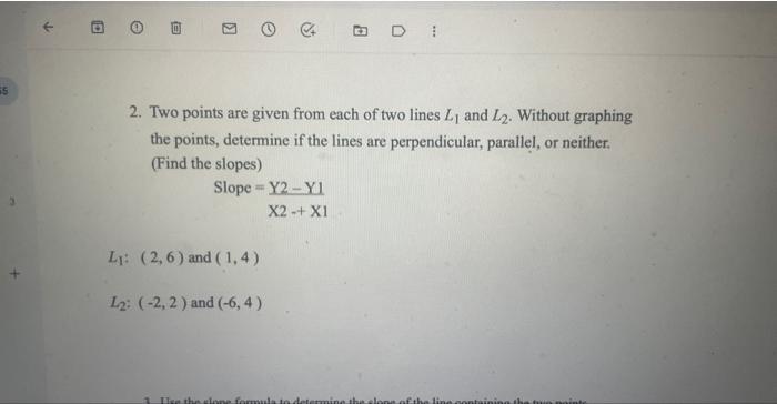 Solved 2. Two points are given from each of two lines L1 and | Chegg.com
