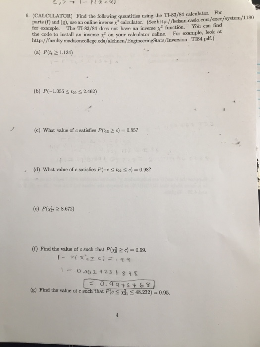 Solved 6. (CALCULATOR) Find the following quantities using | Chegg.com