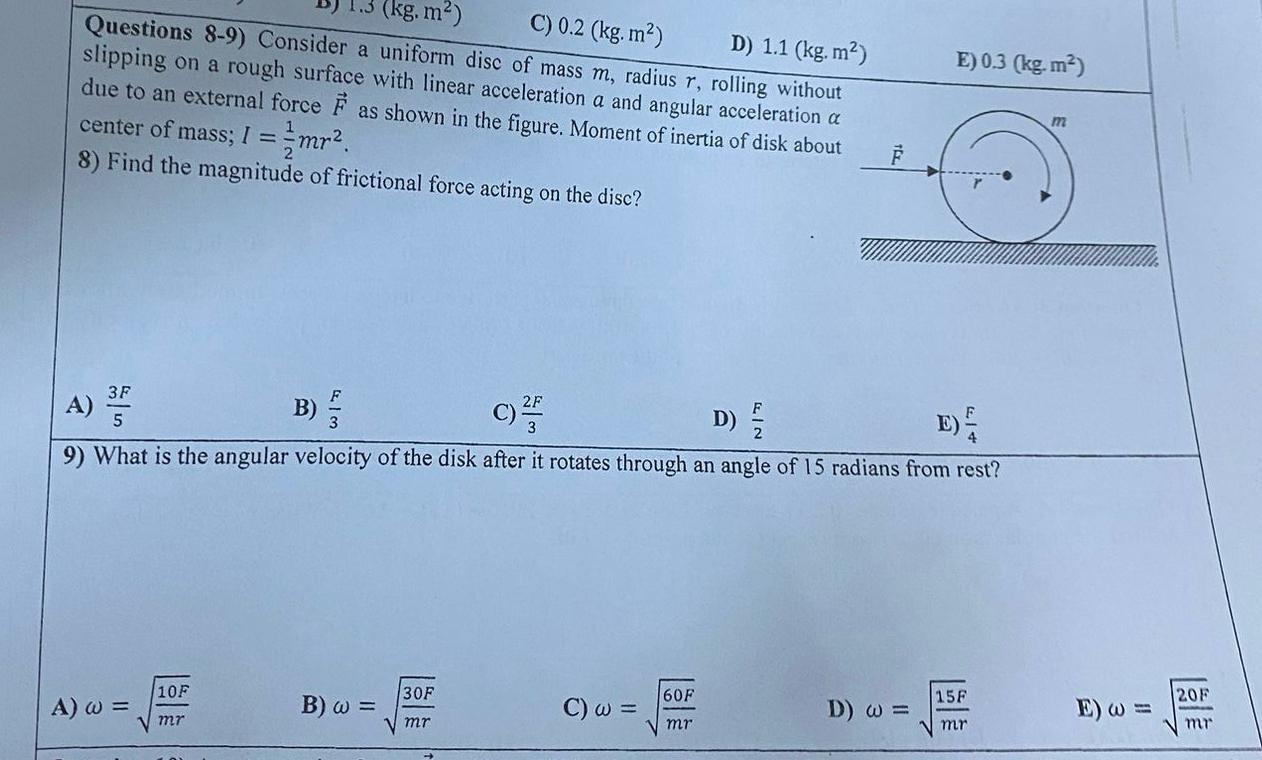 Solved Questions 9) ﻿Consider a uniform slipping on a rough | Chegg.com