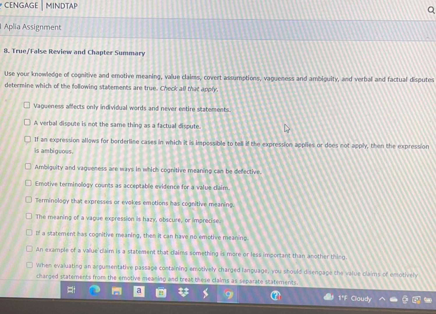 Solved CENGAGE MINDTAP a Aplia Assignment 8. True/False | Chegg.com