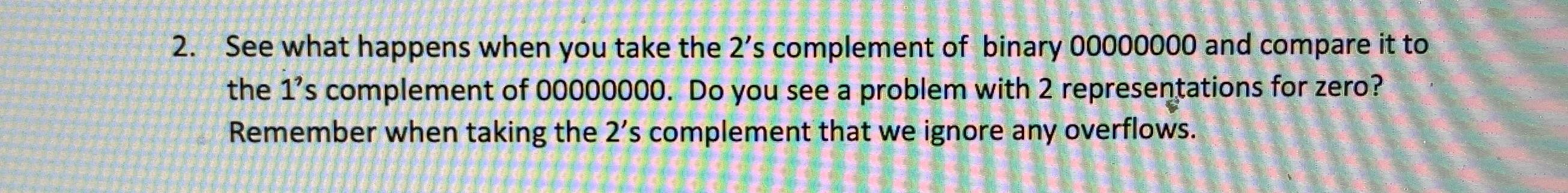 Solved See what happens when you take the 2's complement of | Chegg.com