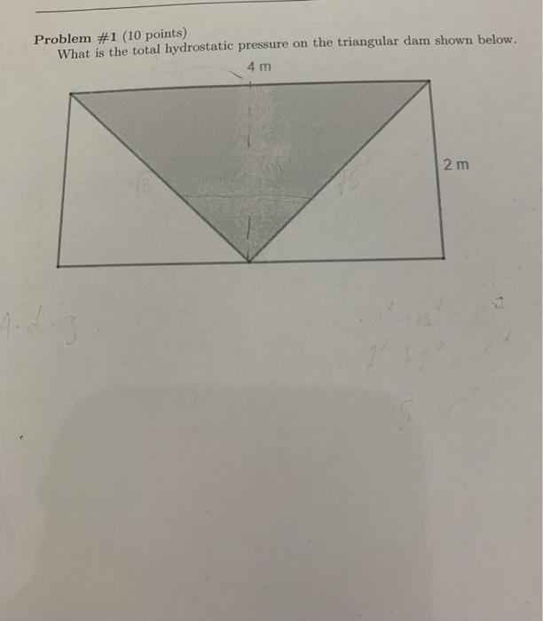 Solved Problem #1 (10 points) What is the total hydrostatic | Chegg.com