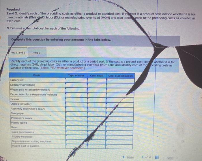 Solved PA1-4 (Algo) Classifying Costs; Calculating Total | Chegg.com