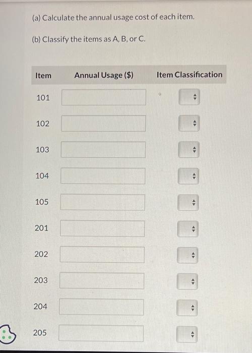Solved Given the following list of items, (a) Calculate the | Chegg.com