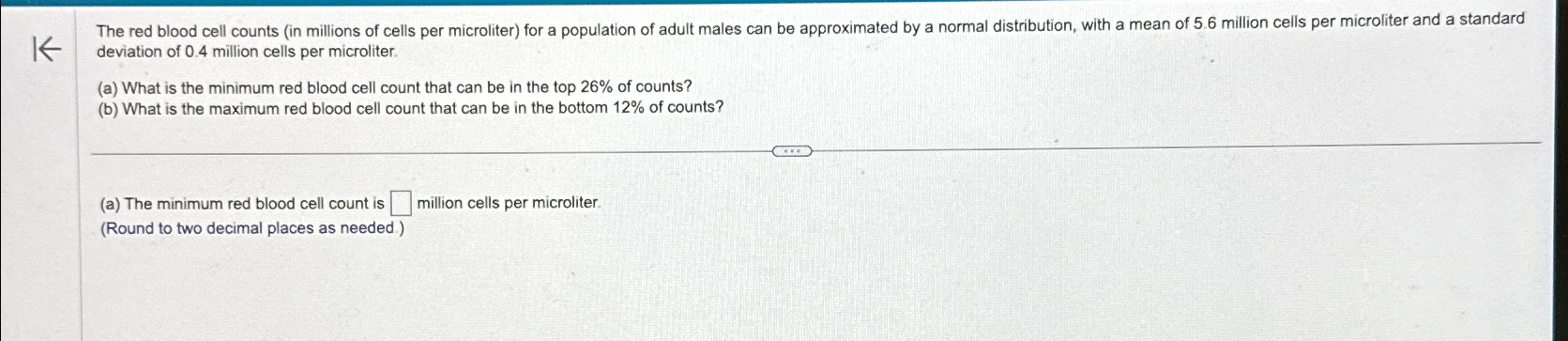 Solved deviation of 0.4 ﻿million cells per microliter.(a) | Chegg.com