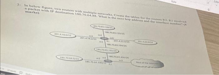 2. In below figure, two routers whith multiple | Chegg.com