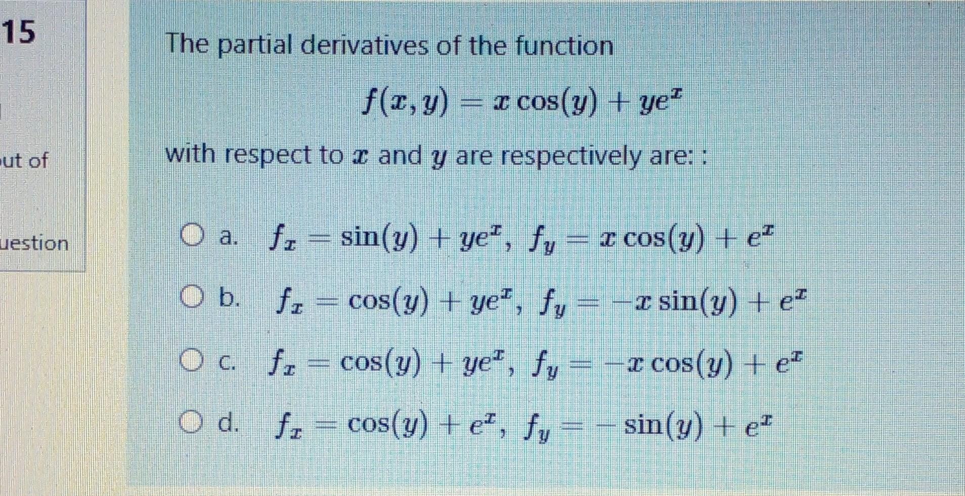 Solved The partial derivatives of the function | Chegg.com