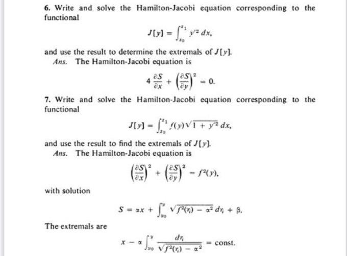 Solved 6. Write and solve the Hamilton-Jacobi equation | Chegg.com