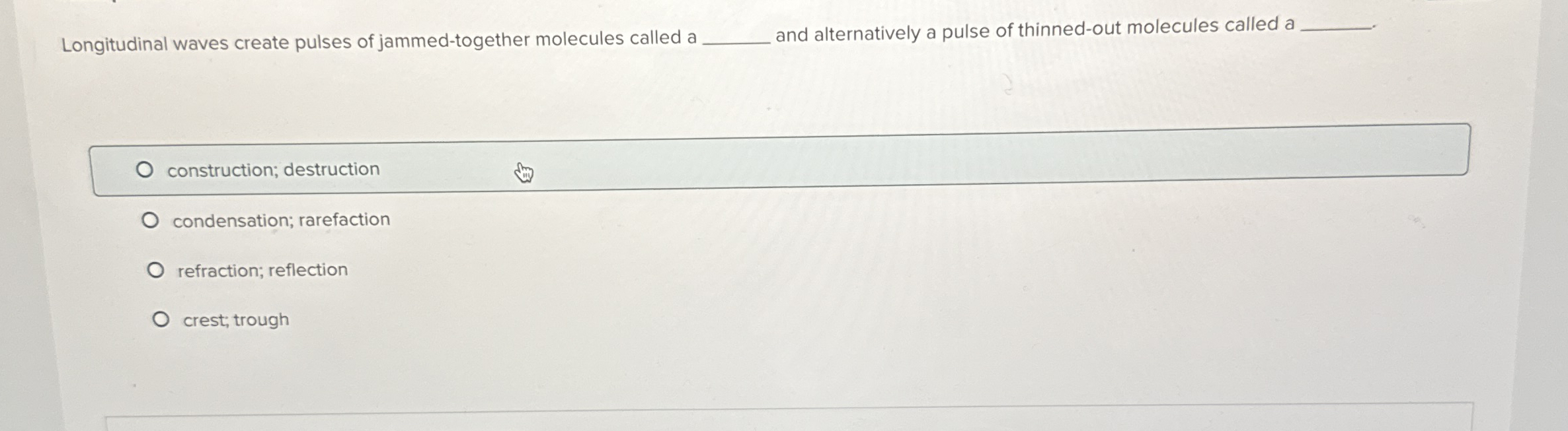 Solved Longitudinal waves create pulses of jammed-together | Chegg.com