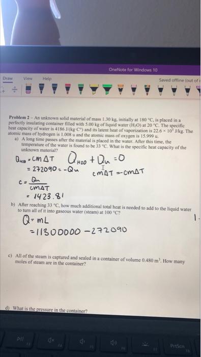 Solved OneNote for Windows 10 Draw View Help Saved offline | Chegg.com