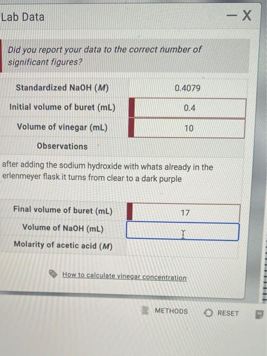 Solved Lab Data - X Did you report your data to the correct | Chegg.com
