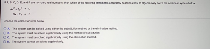 Solved If A, B, C, D, E, and F are non-zero real numbers, | Chegg.com