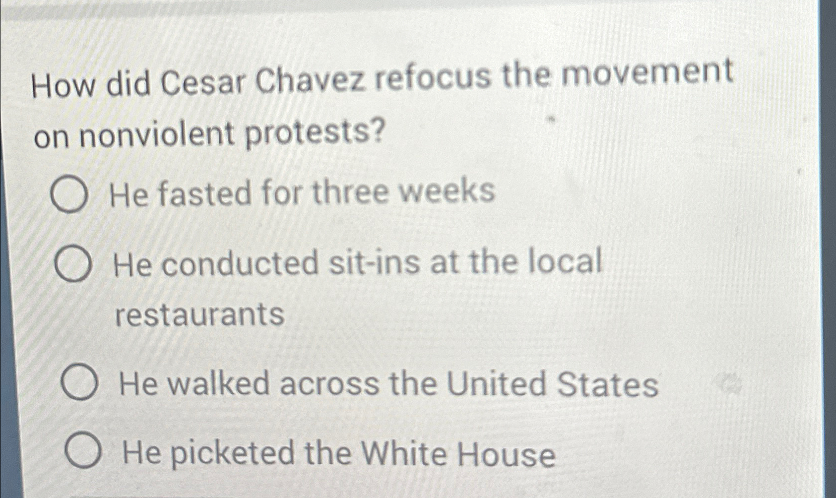 Solved How did Cesar Chavez refocus the movement on | Chegg.com
