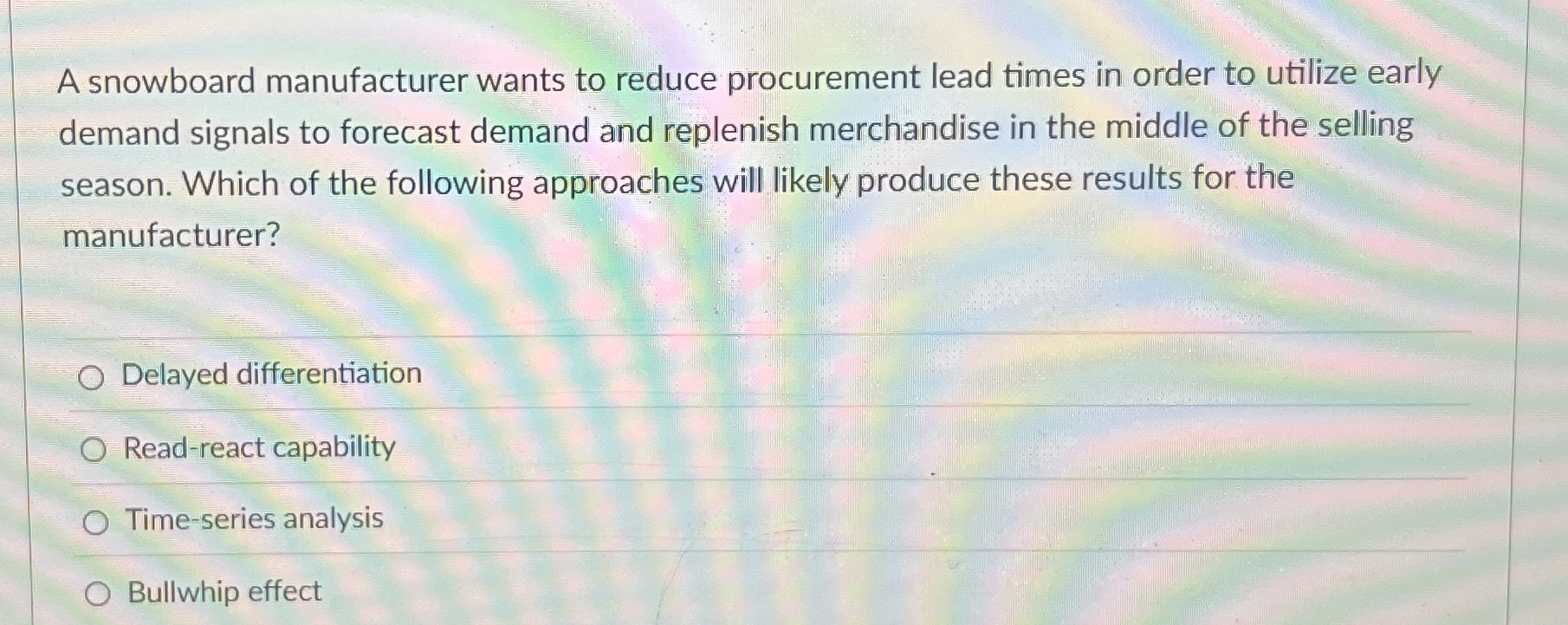 Solved A snowboard manufacturer wants to reduce procurement | Chegg.com