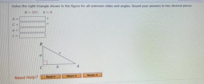 Solved Solve the right triangle shown in the figure for all | Chegg.com