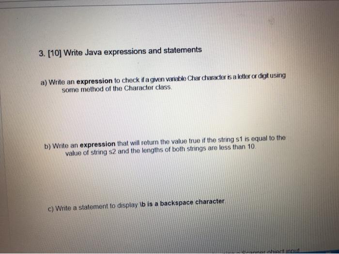 Solved 3. [10] Write Java expressions and statements a) | Chegg.com