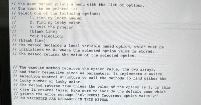 Solved If Method prototypen int menu() : bool execute(int, | Chegg.com