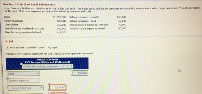 Solved Problem 18-2A (Part Level Submission) Jorge Company | Chegg.com